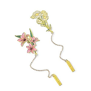 Bookmark 1PC Floral Brass Bookmark Chinese Style Tassel Pendant Book Clips Retro Pagination Mark Reading Tool School Office Supplies(Lilies)