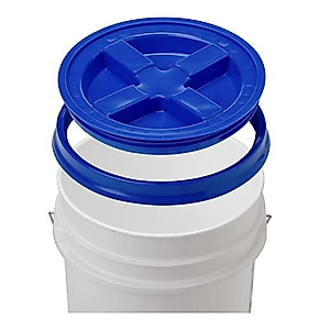 House Naturals 5 Gallon Plastic Bucket Pail Food Grade BPA Free with Blue Air Tight Screw on Lid(Pack of 3) Made in USA pails