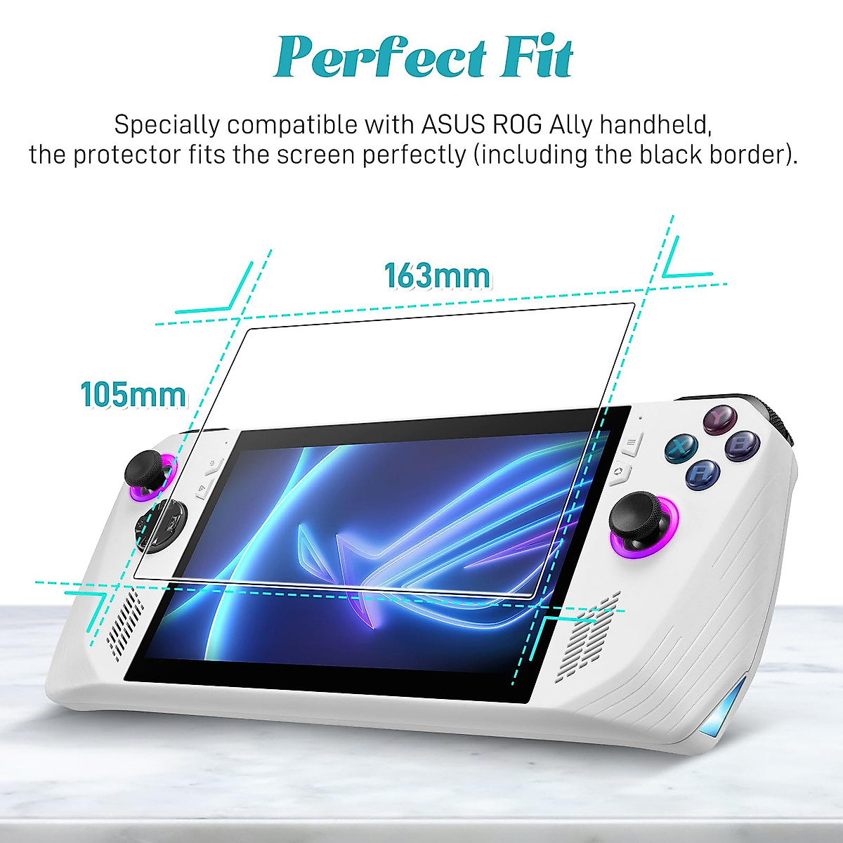 TERPINK 2 Pack Screen Protector Tempered Glass Compatible with ASUS ROG Ally Handheld 7 inch 2023, 9H Tempered Glass, 2.5D Arc Edge, Transparent Ultra HD, Anti-Scratch