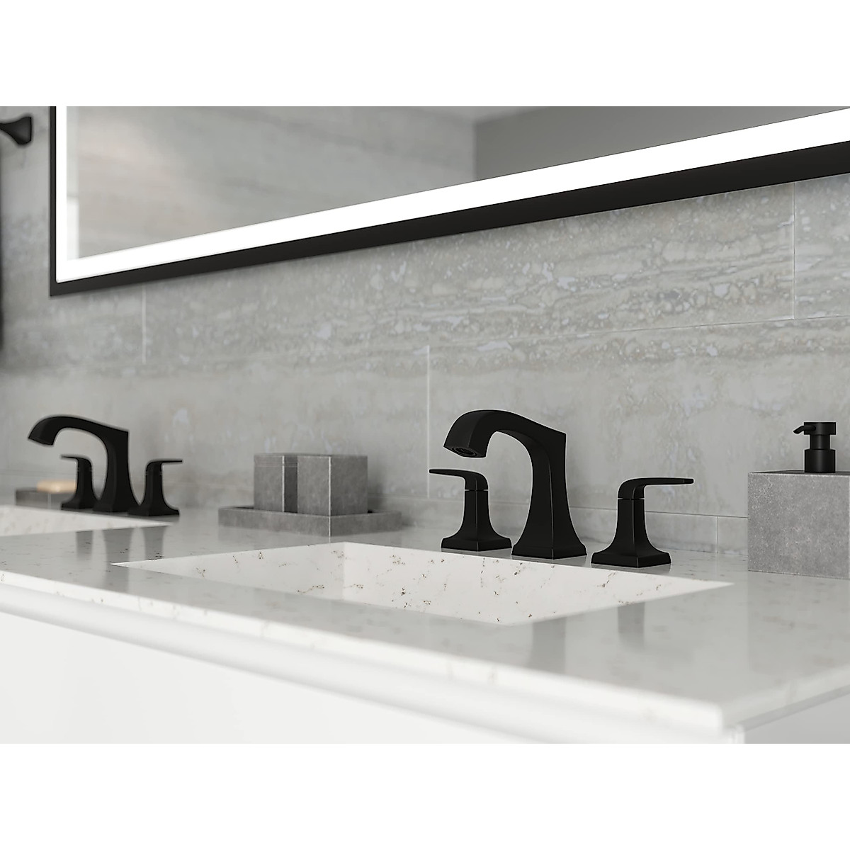 Pfister Bellance Bathroom Sink Faucet, 8-Inch Widespread, 2-Handle, 3-Hole, Matte Black Finish, LF049BLLB