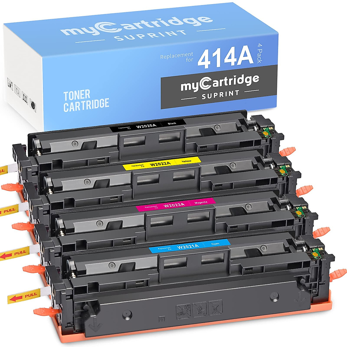 MYCARTRIDGE SUPRINT 414A with Chip Compatible Toner Cartridge Replacement for HP 414A W2020A 414X use with Color Laserjet Pro MFP M479fdn M454dw M454dn M479fdw M454 Printer 4 Pack W2020A Toner