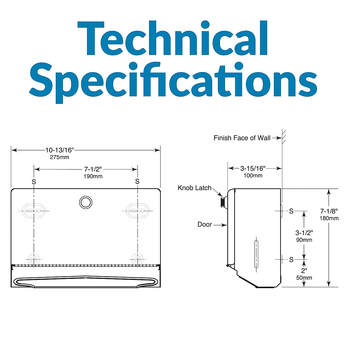 Bobrick B-2621 10.75 in. x 4 in. x 7.13 in. Surface-Mounted Paper Towel Dispenser - Stainless Steel