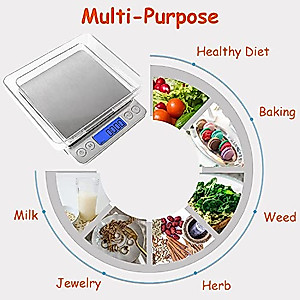 Kitchen Scale, 500g by 0.01Gram/0.001Ounce Small Digital Food Scale, High Precise Measuring Scale for Food Ounces and Grams, LCD Display (02)