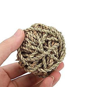 Hztyyier Bunny Chew Toy Rattan Ball Straw Rope Pine Cone for Pets Rabbits Birds Hamster Chinchilla