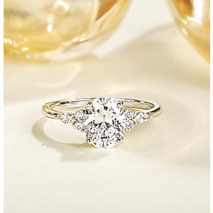 TIGRADE 3CT Engagement Ring Oval Cut Cubic Zirconia Marquise Round CZ Eternity Wedding Band for Women Size 3-12, Silver, Size 6