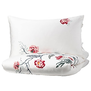 IKEA Jattelilja Duvet Cover and Pillowcases White Floral Patterned Size: Full/Queen (Double/Queen) 804.125.11