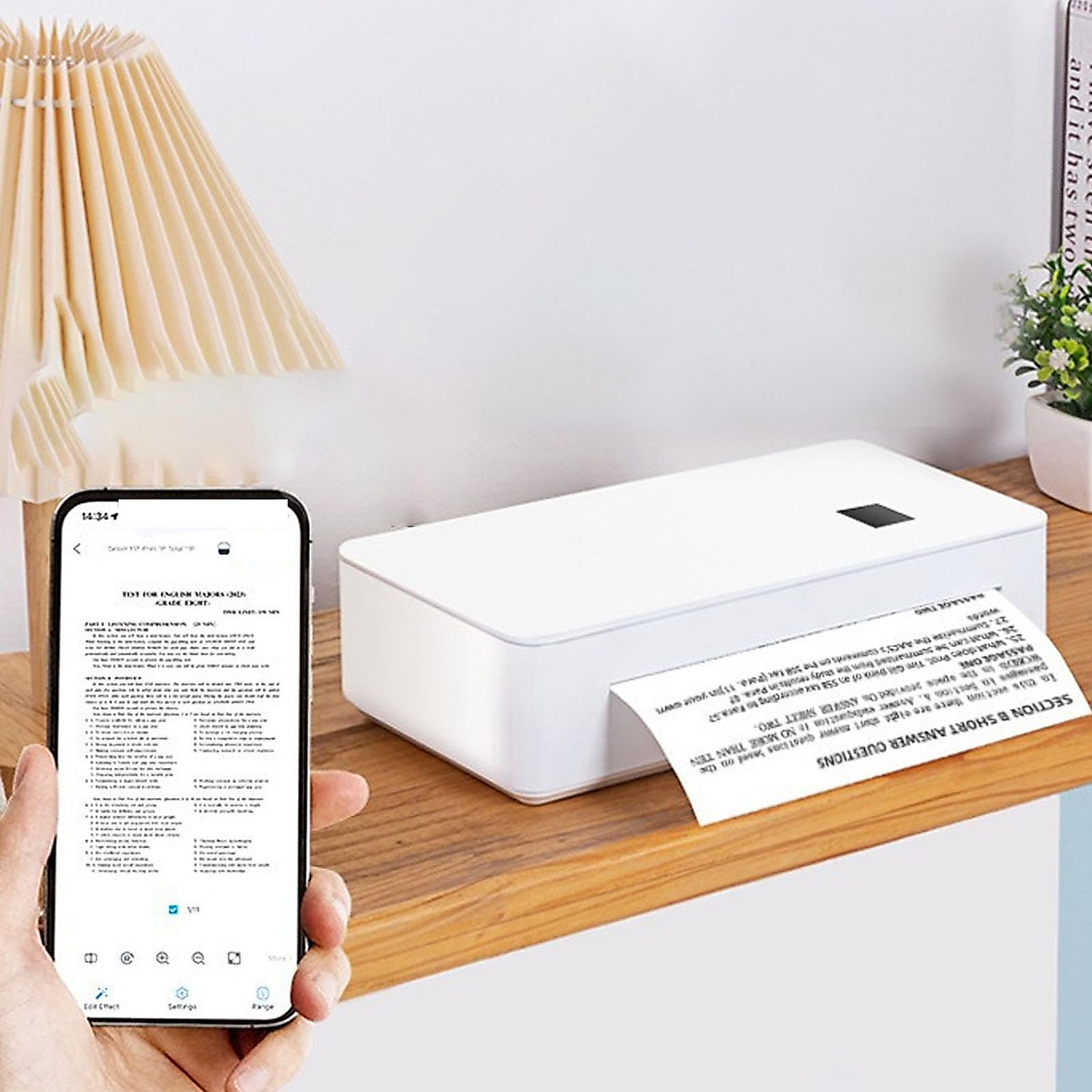 Thermal Printer, Portable Printer for Travel Mini Inkless Printer, Inkless Printer Support A4 Papers with 300 DPI Resolution, and USB Connectivity for Office