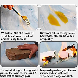 MegLob Marble Pattern Lazy Susan Turnable, Tempered Glass Lazy Susan Turnable for Dining Table, Hotel Serving Rotating Tray, 8Mm Thickness, Easy to Share Food,⌀78cm/30.7"