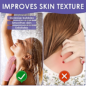 Sibba 3 Pair Bath Gloves for Shower Natural Loofah Exfoliating Wash Gloves for Body and Face, Dead Skin Remover, Double Sided Microfibre Shower Body Gloves for Adults and Kids