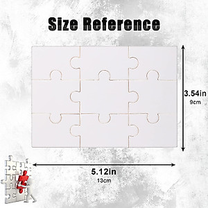 Christmas Blank Jigsaw Puzzle 9 Pieces 1.7 x 1.18 Inch White Blank Puzzle Rectangle Decorating Puzzle for Decorating Boys and Girls Art Activity, Wedding Birthday Party, 5.12 x 3.54 Inches