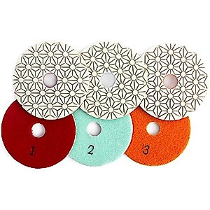 Z-LION 4" Inch Wet 3 Step Diamond Polishing Pad Abrasive Disc for Granit Marble Concrete Flexible Grinding