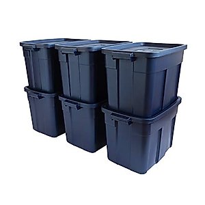 Rubbermaid Roughneck️ Storage Totes 18 Gal, Durable Stackable Storage Containers, Great for Garage Storage, Moving Boxes, and More, 6-Pack