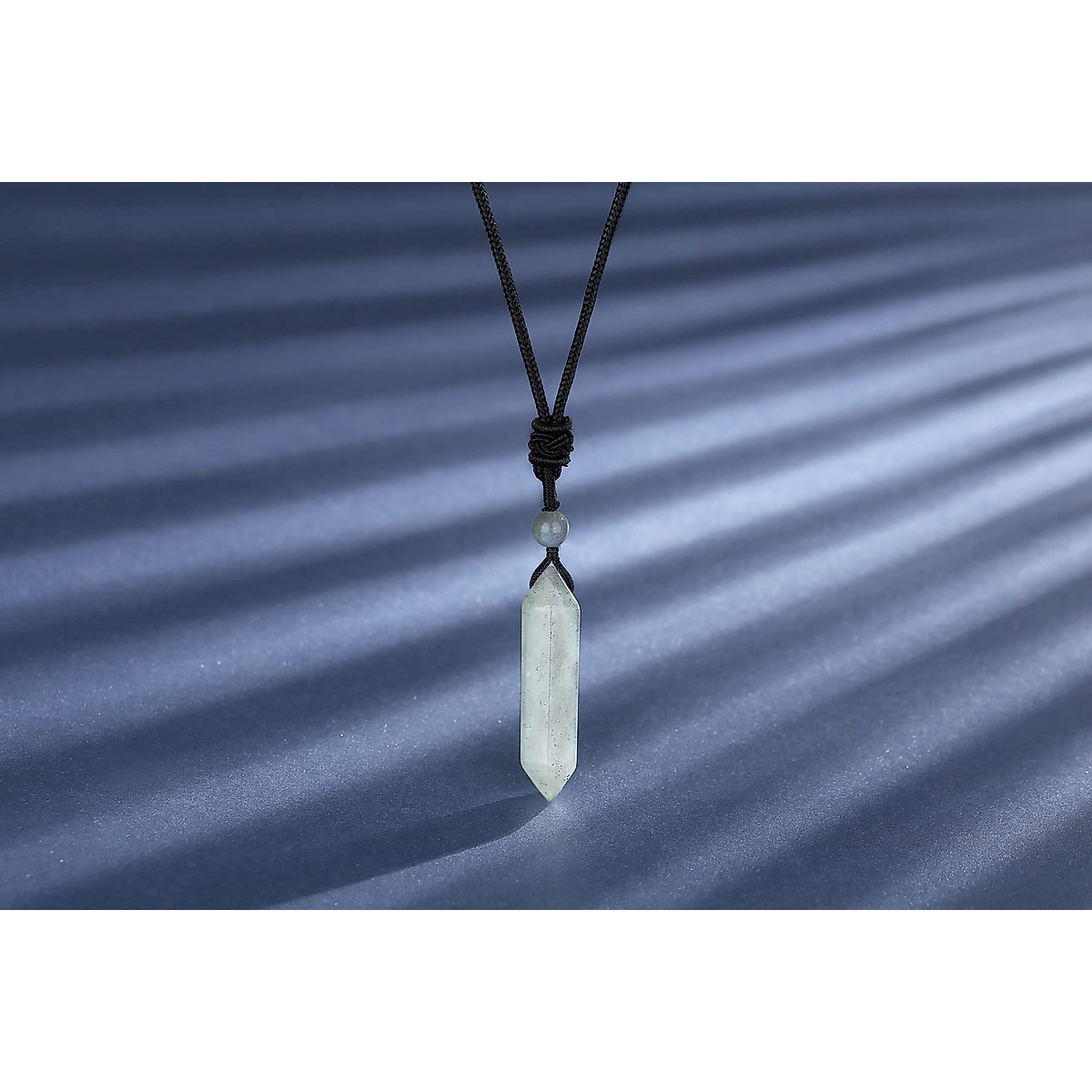 YATOJUZI Labradorite Healing Crystal Stone Necklace Hexagonal Pointed Pendant Necklaces Adjustable Rope Natural Gemstone Necklace Reiki Enger Quartz Jewelry for Women Men