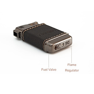 STAOSAN Soft Flame Lighter Leather Small Indoor Butane Refillable (Brown+Black)