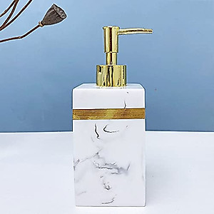 YAYA2021-SHOP Soap Bottles 4-Piece Bathroom Countertop Accessories Set - Toothbrush Holder Mouthwash Cups and Tray, Marble Imitated Resin (Black Gray) Soap Dispenser (Color : White)