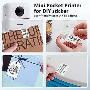 TIANSE Mini Sticker Printer, Bluetooth Label Maker Thermal Inkless Label Printer for Journal, Notes, Memo, Photo, Label Compatible with iOS&Android