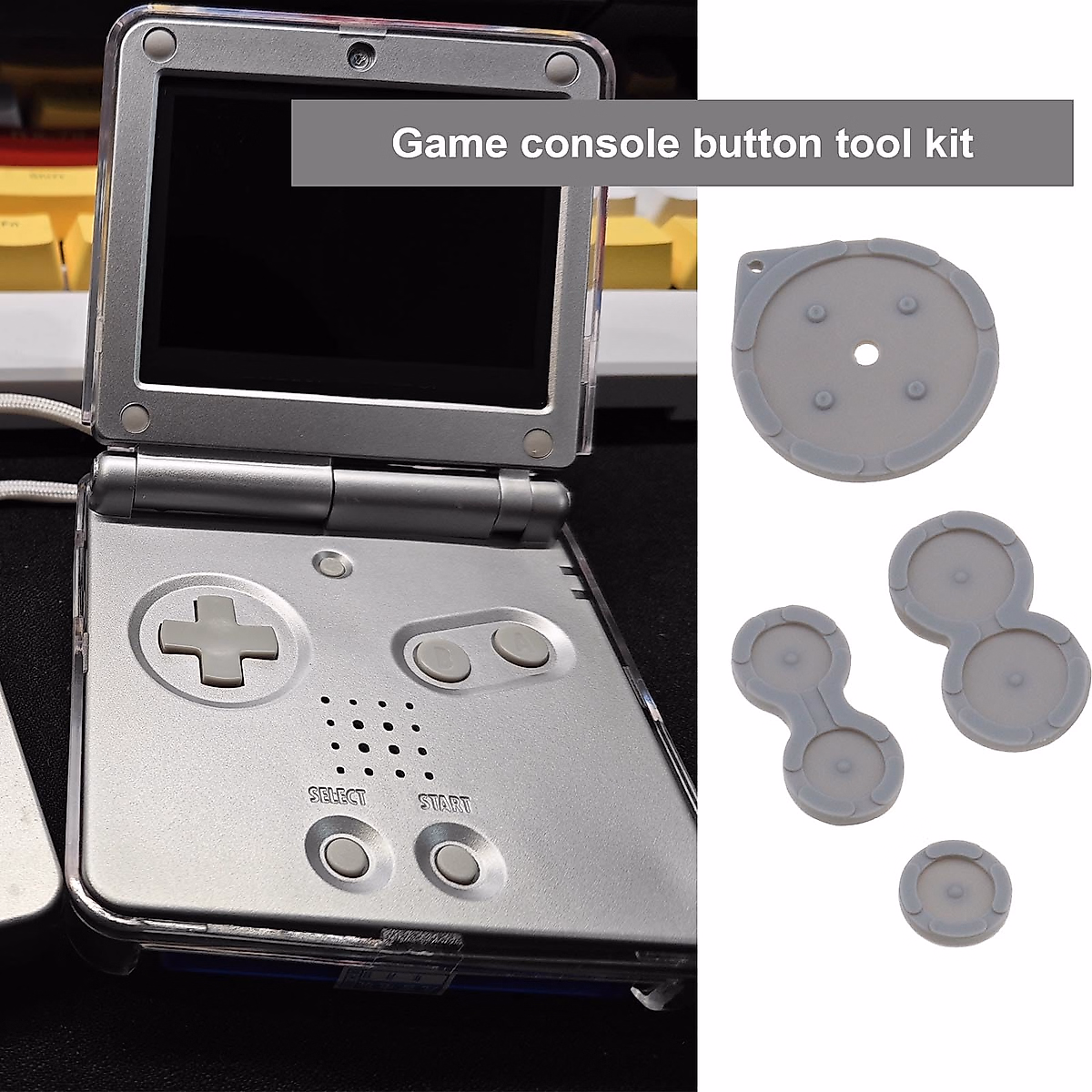 The Lord of the Tools Set of 23 Button Kit Compatible with Gameboy Advance SP Handheld Game Console A B L R Button Replacement Repair Accessory Grey