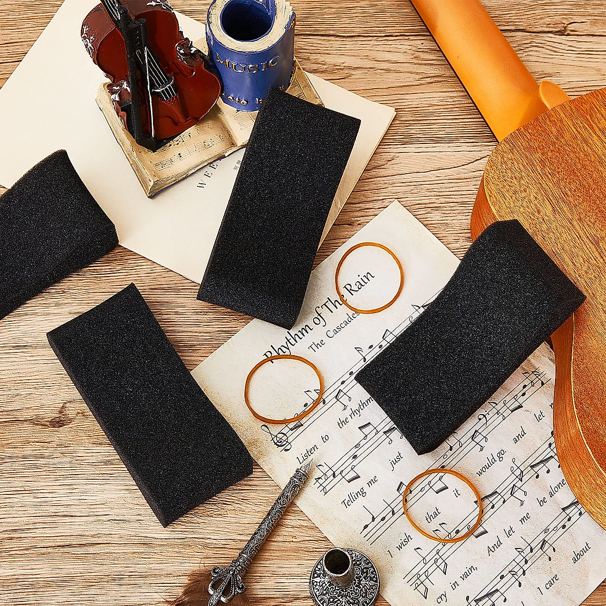 Yeshone 10 Pcs Children Violin Shoulder Rest Sponge Foam Violin Shoulder Pads Kids Soft Violin Sponge with Rubber Bands for Wedding Concerts Party, 3/4-1/2