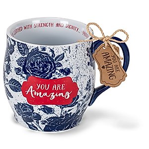 Lighthouse Christian Products You Are Amazing Midnight Blue Floral 13 Ounce Ceramic Mug