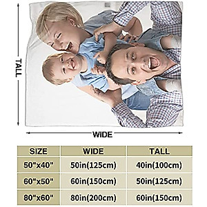 JeReVolng Custom Blanket with Photo Text Personalized Bedding Throw Blankets Customized Flannel Fleece Blankets for Family Birthday Wedding Gift Fits Couch Sofa Bedroom Living Room - 50"x40"