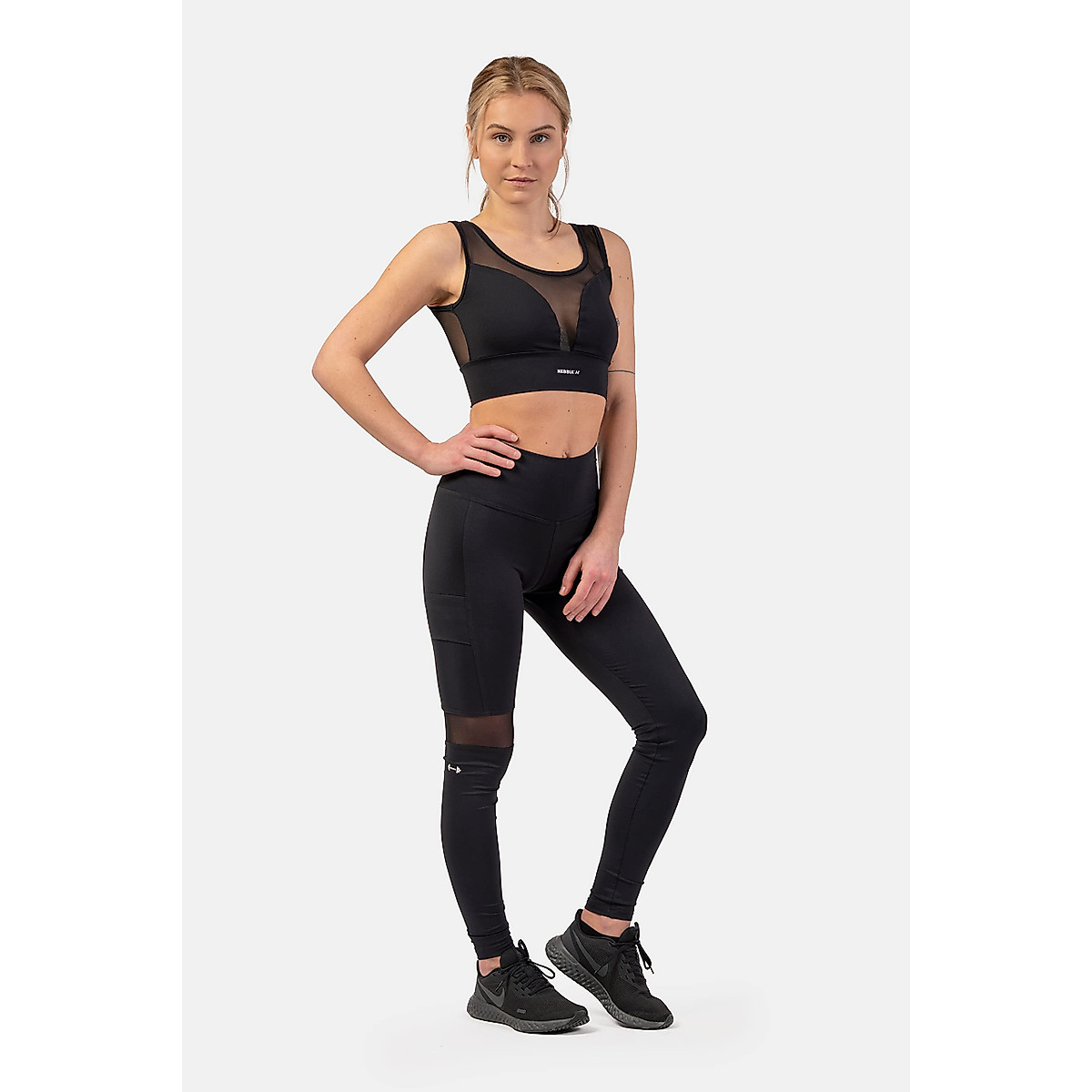 NEBBIA Black Mesh Design Breathe Sports Bra 412