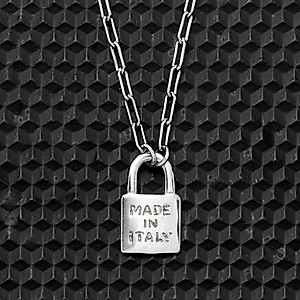 Ross-Simons Italian Sterling Silver "Made in Italy" Lock Paper Clip Link Necklace. 20 inches