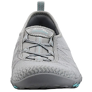 Skechers Women's Breathe Easy-A Look Sneaker, Grey/Aqua 8 W
