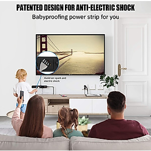 Outdoor Power Strip Weatherproof 6 Wide Outlets with Switch, Waterproof Surge Protector, 6ft Extension Cord, Wall Mountable Perfect for Patio Garden Kitchen Bathroom Babyroom TV