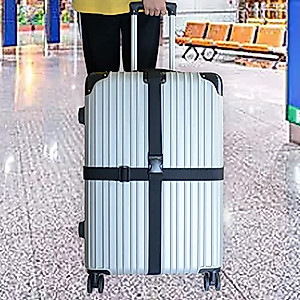 Bag Bungee for Luggage, Heavy Duty Adjustable Suitcase Belt Travel Attachment Travel Accessories for Connecting Your Luggage (Black-1)