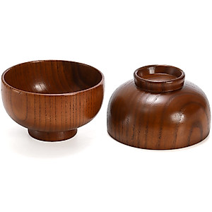 Fasmov Handmade Wood Bowl, 4 Pack Jujube Wooden Salad Bowl Set, Wood Bowl Serving Tableware for Rice, Soup, Dip, Coffee, Tea, Decoration