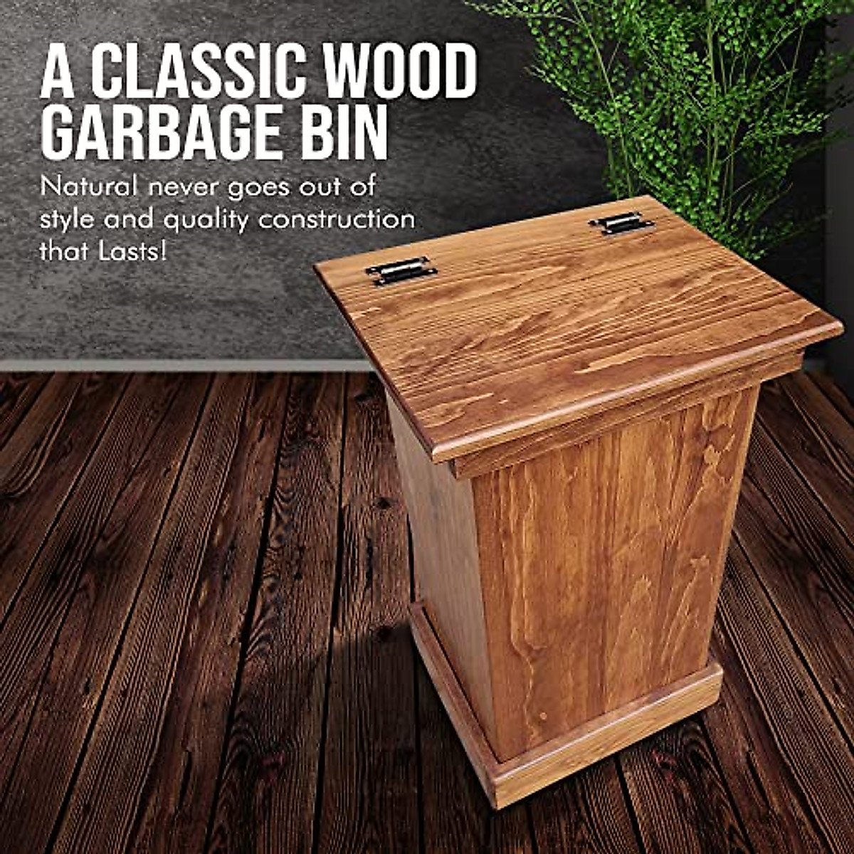 Peaceful Classics Wood Garbage Bin Cabinet - Wooden Trash Can w/Hidden Design, Stylish Kitchen Garbage Can, Amish Made Cabinet Hidden Trash Can, Handmade Waste Bin Cabinet Storage (Cherry)