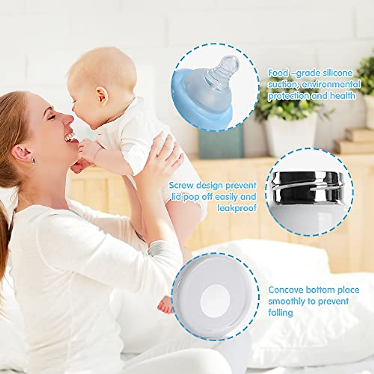 AGH 8OZ Sublimation Sippy Cups with Blue Handle, 4 Pack Sublimation Blank Kids Stainless Steel Tumblers Anti-drop Baby Bottle Stainless Steel Insulated Toddler Water Cups