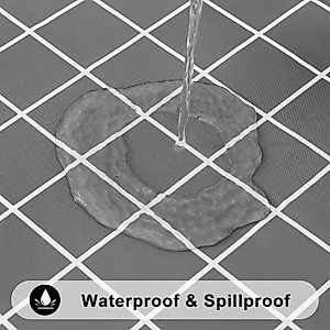 Spotjoy Rectangle Table Cloth, Waterproof Vinyl Tablecloths with Flannel Backing, Wipeable Plastic Plaid Table Cover for Dining, Picnic, Indoor and Outdoor (52" x 70", Grey)