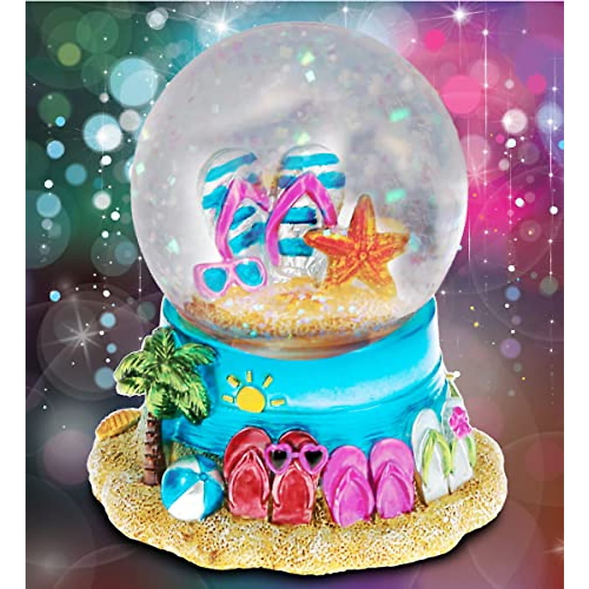 CoTa Global Cool Summer Beach Sandals Snow Globe - Water Globe Figurine with Sparkling Glitter, Collectible Novelty Ornament for Home Decor, for Birthdays, Holiday and Valentine's - 65mm