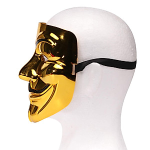 Miuion Guy Fawkes Mask -V for Vendetta， Anonymous Cosplay Party Mask for Halloween（Golden）