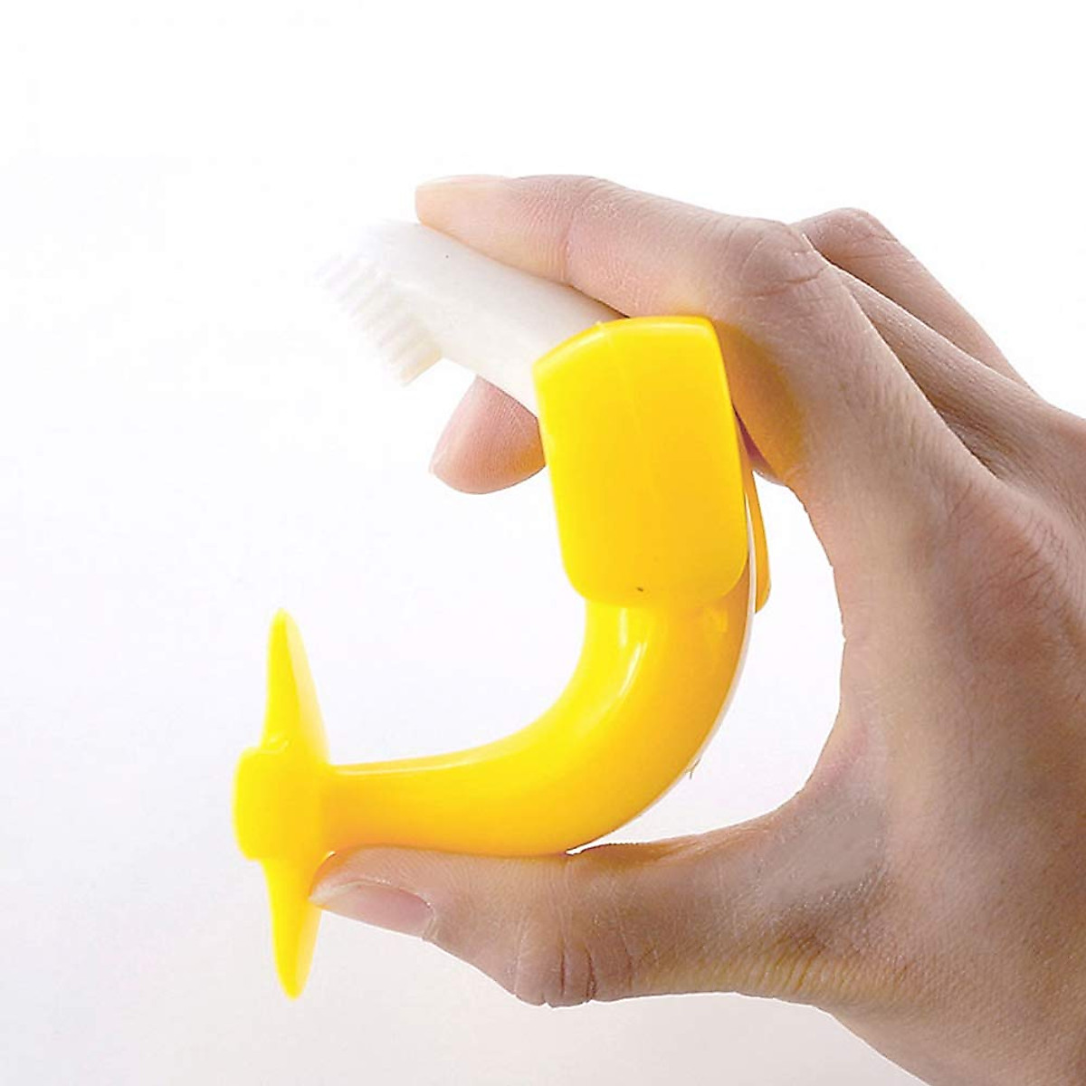 AKOAK 1 Pack Silicone Baby Toothbrush, Stereo Banana Styling Baby Training Toothbrush