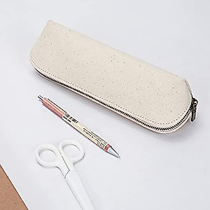 【YONBEN】Canvas pencil case cartucheras para mujer makeup brush bag simple multifunctional pencil bag (Beige, S)