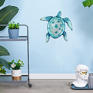 LIFFY 20Inch Metal Sea Turtle Wall Decor Hanging Wall Art Decorations for Beach Pool Patio Seametal