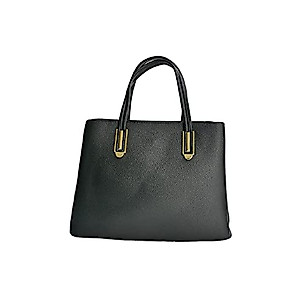 Vegan Leather Large Handbag - Durable Crossbody Shoulder Bag for Women - Top Handle Purse - Everyday Tote Shoulder Bag - BLACK