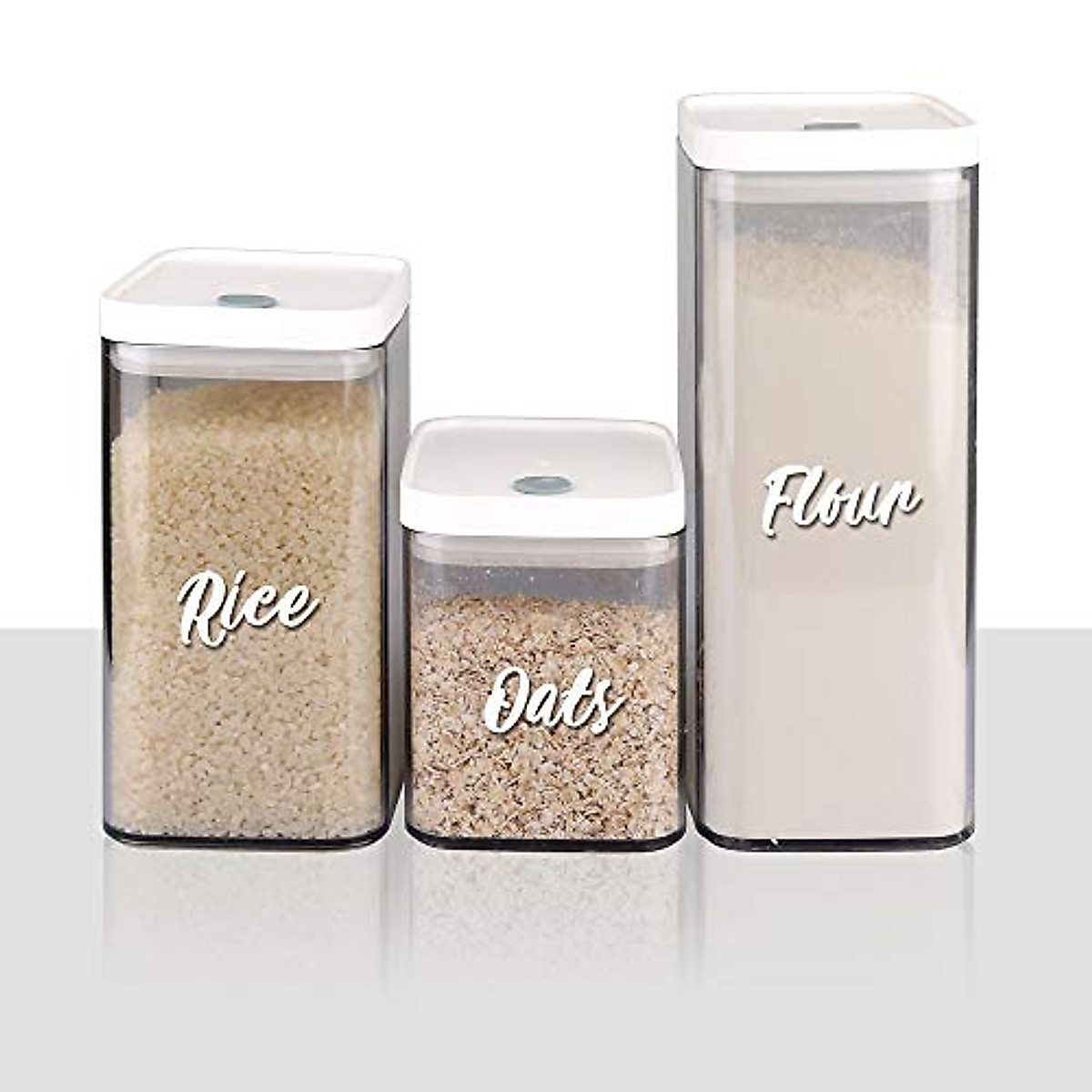 SWOMMOLY 243 White Cursive Pantry Labels for Food Containers, Water Resistant Pantry Kitchen Labels Stickers, Organization Labels for Storage Containers, Jars, Canisters