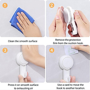 Marchpower Shower Suction Cup Hooks- 4 Pack Reusable Heavy Duty Vacuum Suction Hooks, Waterproof Bathroom Wall Bathtub Loofah Hooks, Strong Window Glass Wreath Hanger, Removable Kitchen Towel Holder