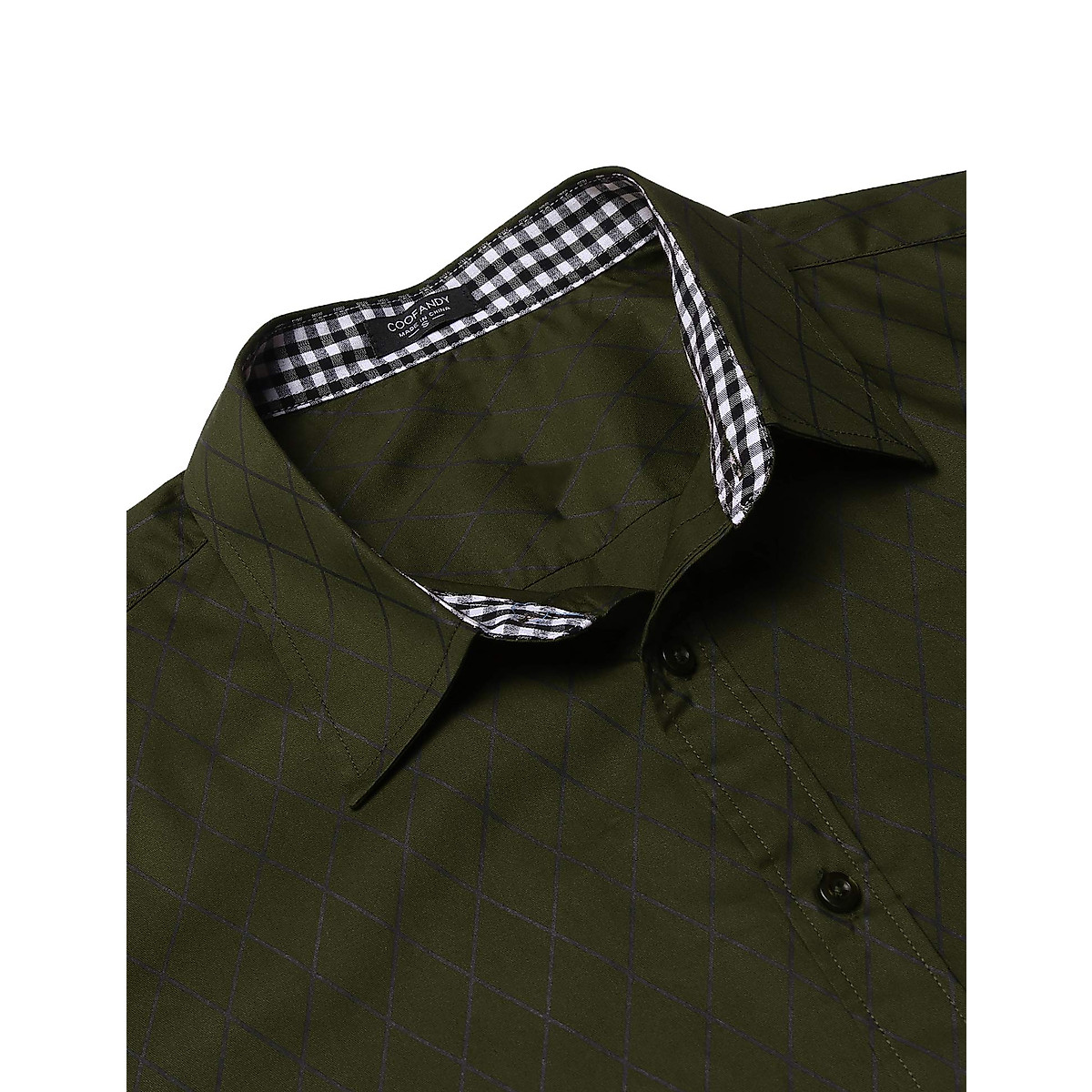 COOFANDY Mens Business Dress Shirt Long Sleeve Slim Fit Casual Button Down Army Green, Large