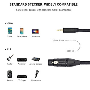 AIHIKO XLR to 3.5mm Microphone Cable 1/8 Inch TRS Stereo Male to XLR Female Nylon Braid Mic Cord, 10 Feet