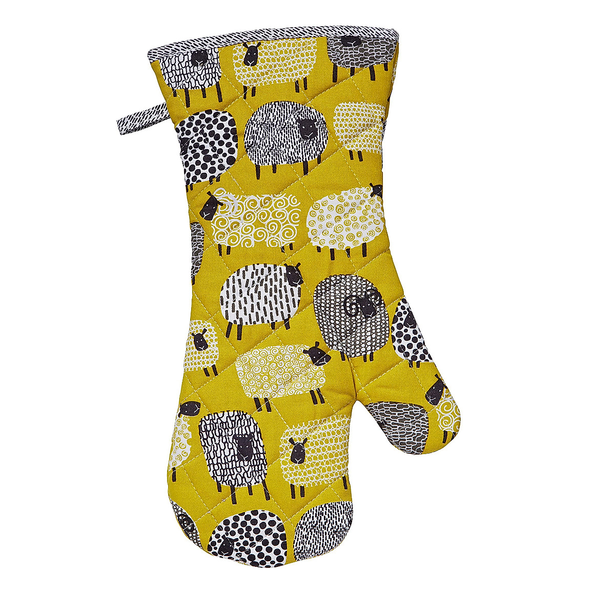 Ulster Weavers Dotty Sheep Cotton Single Gauntlet Oven Glove - with Cute Animal Hand Drawn Design, Yellow - 100% Cotton Oven Mitt - Cooking Gifts for Bakers & Chefs - Homeware & Kitchenware Range