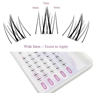 Bottom Lash Clusters DIY Lash Extension TEESTOU 60pcs Lower Individual Lashes Wispy Natural look 7mm Clear Band Wide Stem Under Eyelash Clusters for Daily Makeup (Bottom Lash Extesnion-X02-7mm)