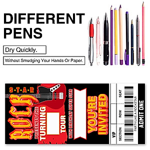 VAHATAN Rockstar Birthday Party Invitations 20 Pack Rockstar Ticket Invitations with Envelopes Invites Cards for Birthday Party