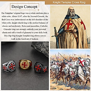 FaithHeart Masculine Punk Knight Templar Cross Ring Size 10 Fashion Stainless Steel Maltese Symbol Jewelry for Woman