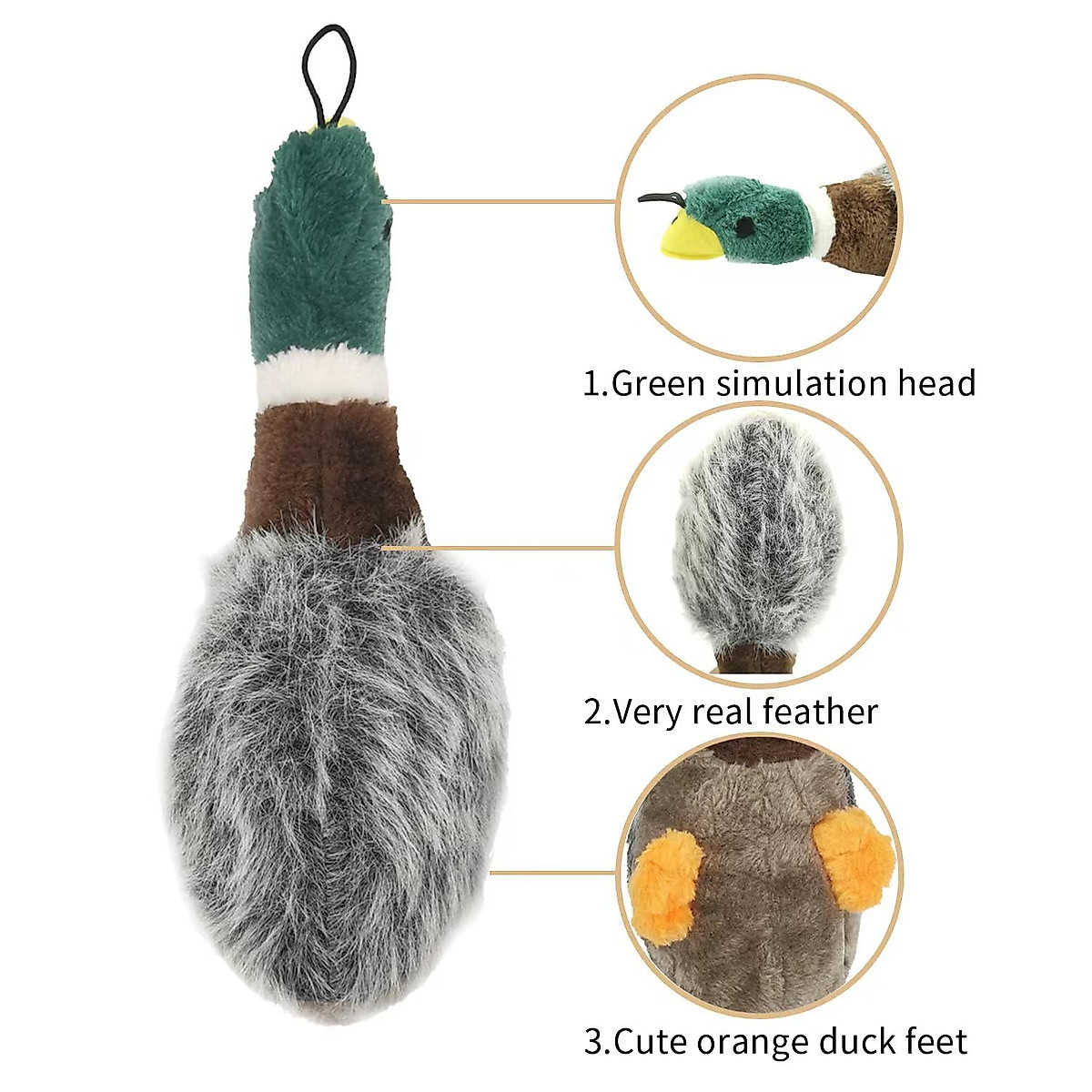 JKW Plush Mallard Duck Dog Toy, Squeaky Dog Toy, Plush Dog Chew Toy for Large Dogs, 15-Inch
