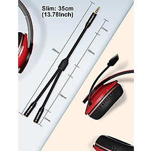 Headset Adapter Headphone Mic Y Splitter Cable, VANAUX 3.5mm Stereo Audio Male to 2 Female Separate Audio Microphone Plugs Compatible for PS4, Xbox One, Laptop, Phone, PC Gaming Headset