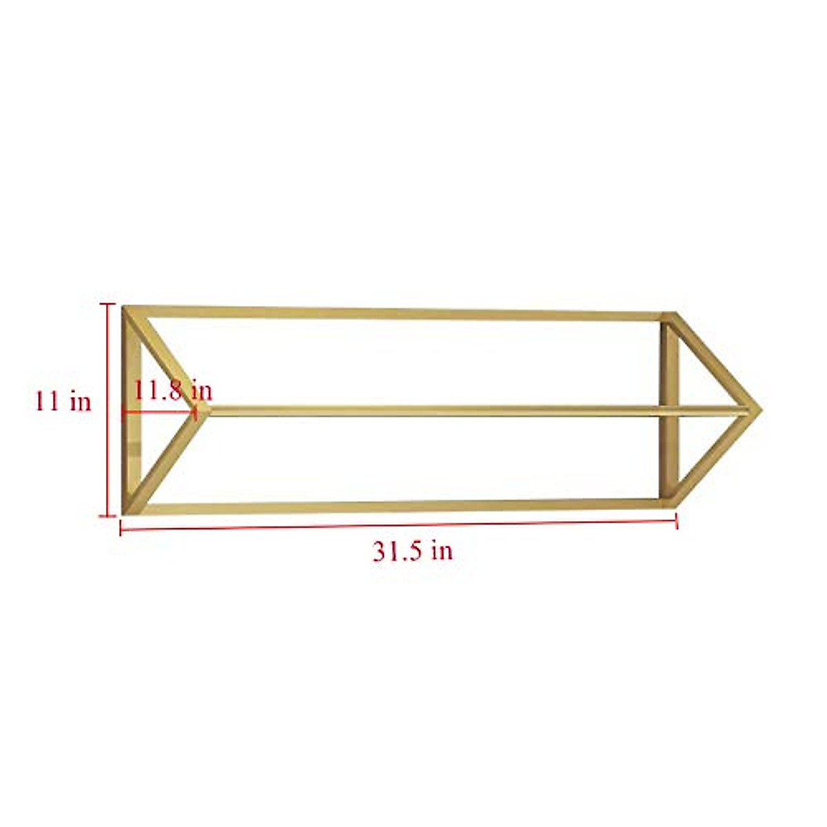 MDEPYCO Creative Triangle Display Garment Racks in Boutique Clothing Stores, Wall-Mounted Hanging Clothes Shelf in Home, Towel Racks for Bathroom Storage (Gold, 31.5" L)